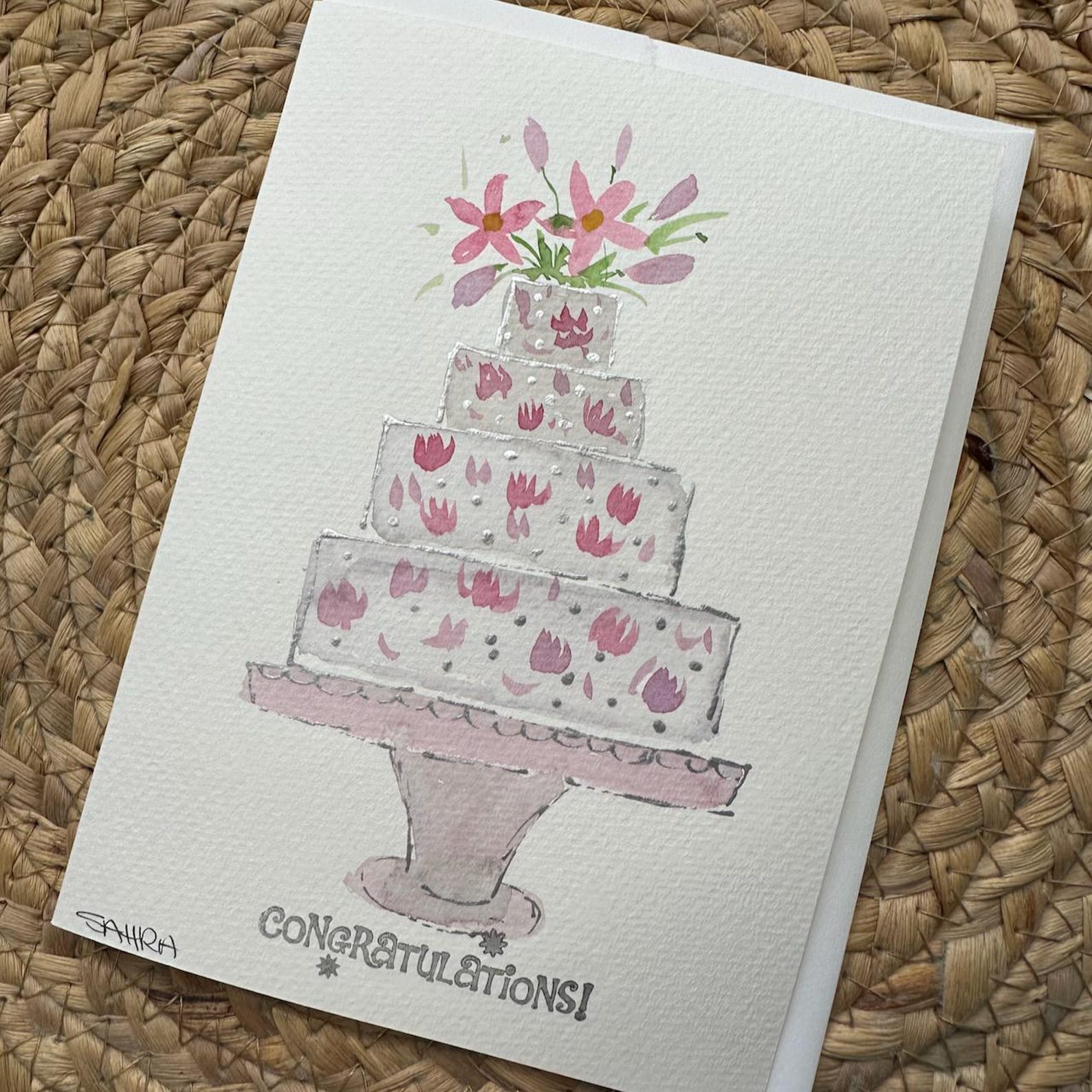Unique Original Art Wedding Greeting Card, Hand Painted Collectable ...