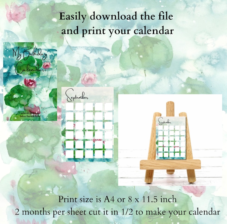 Birthday Calendar | Perpetual Celebration | Undated Planner | 12 Month ...