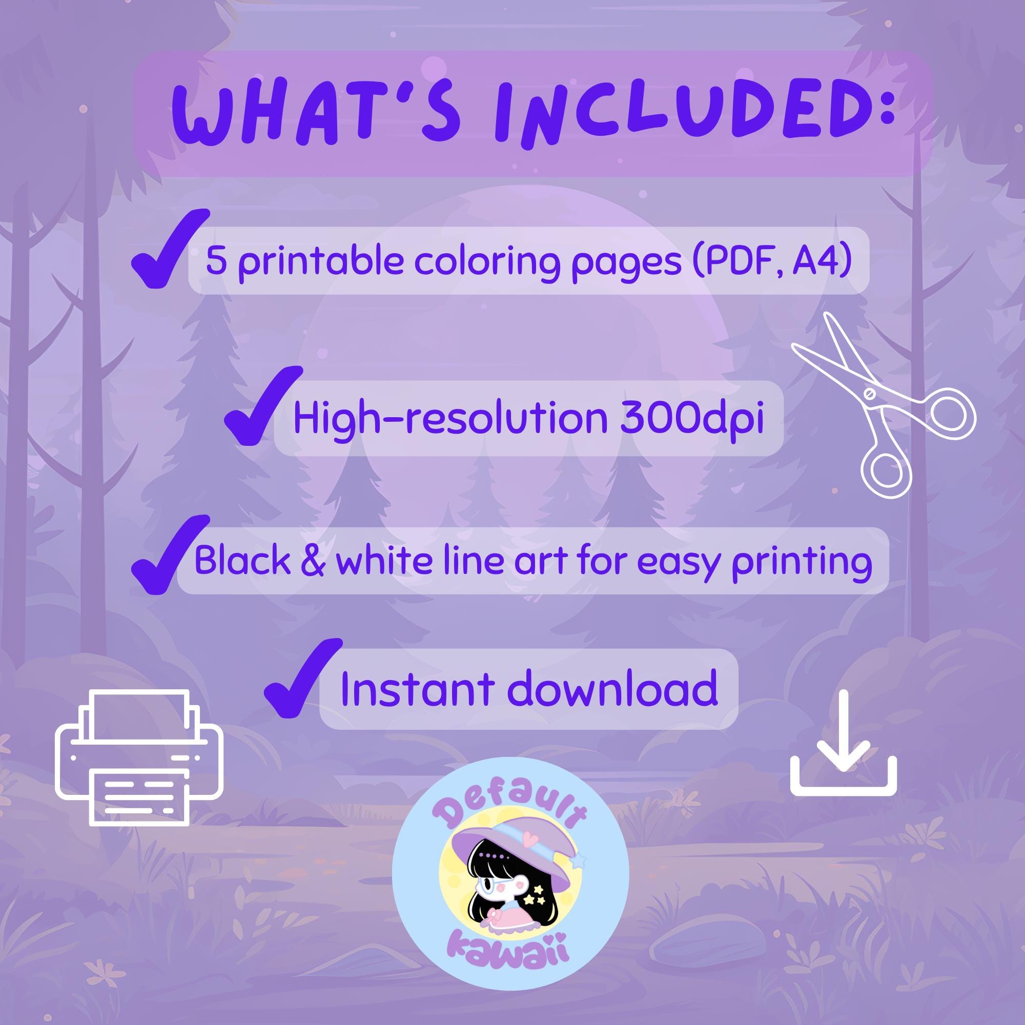 Spooky Forest Tarot Coloring Pages Kawaii Major Arcana Hand-drawn PDF ...