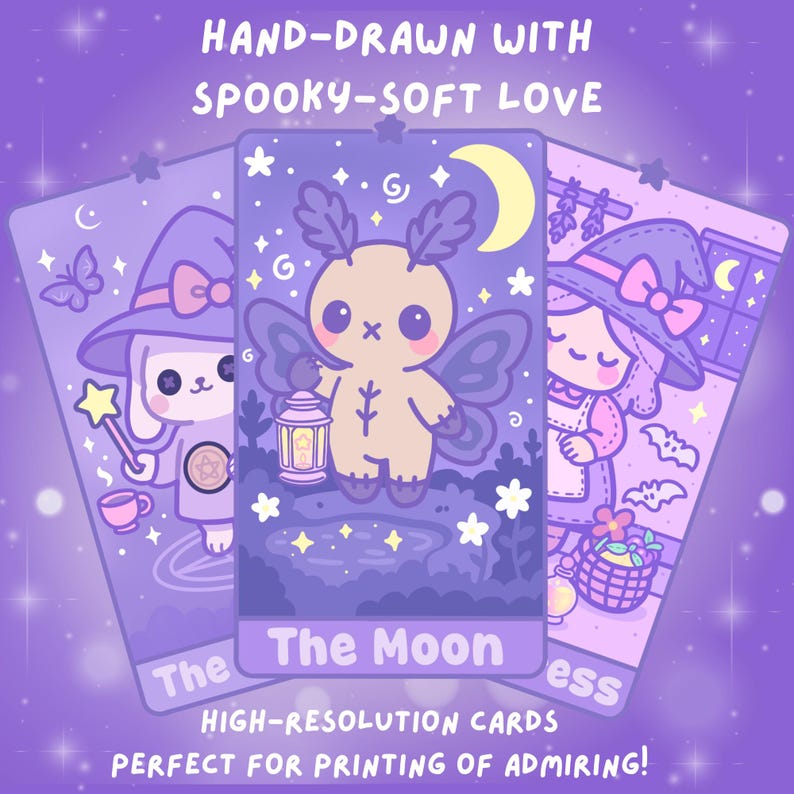 Kawaii Tarot Deck: Hand-drawn Pastel Witchcore Cards (PDF Guide ...