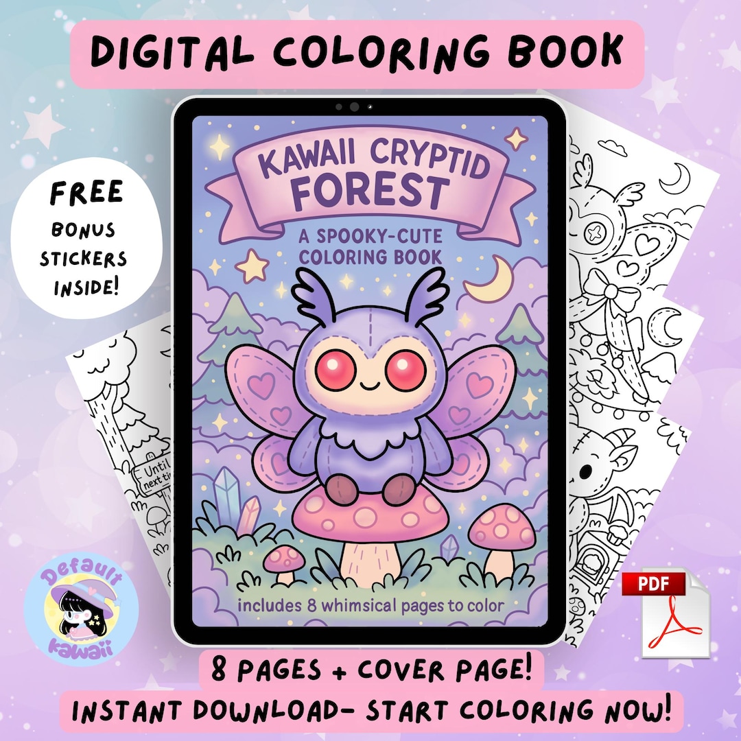 Kawaii Cryptid Printable Coloring Book - Etsy