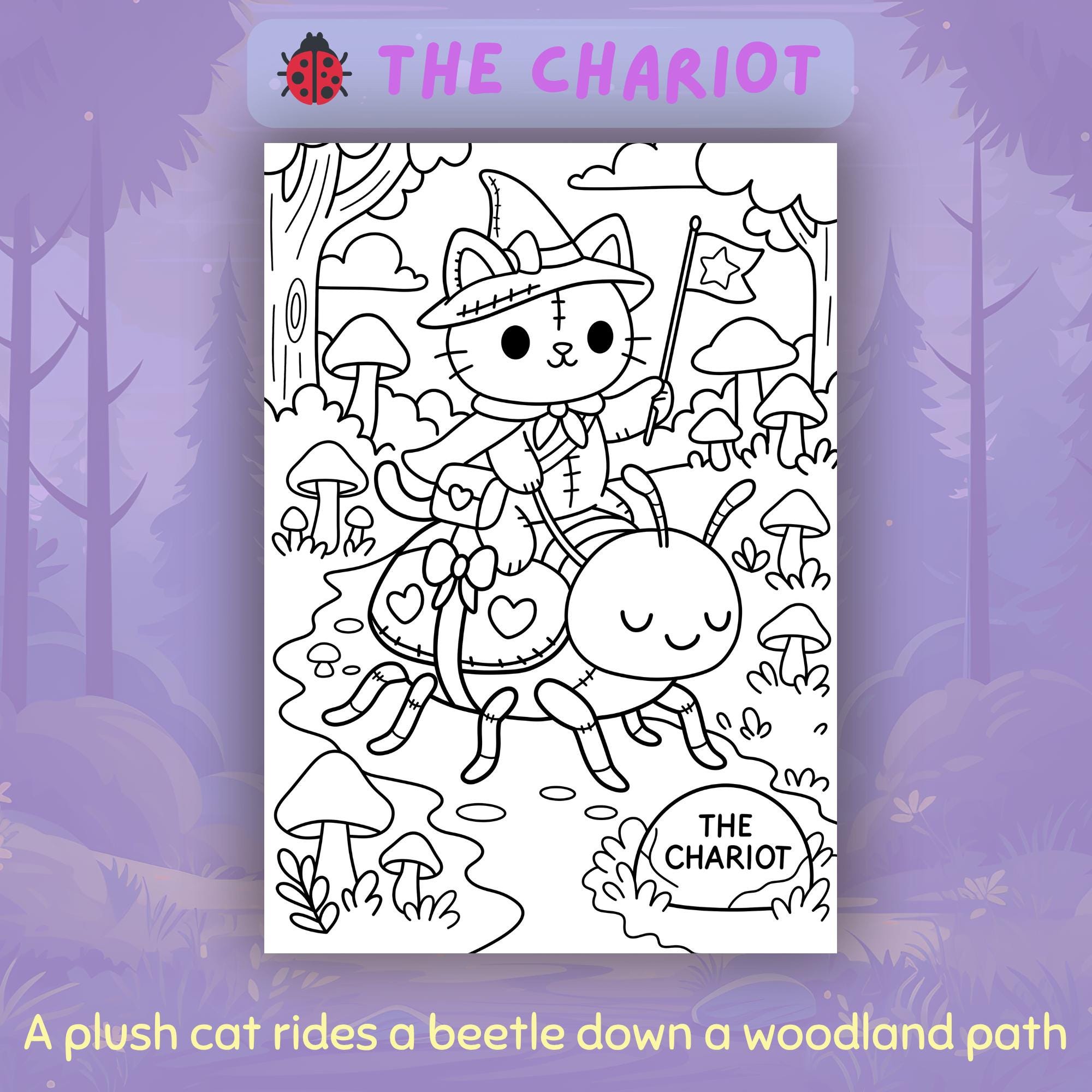Spooky Forest Tarot Coloring Pages Kawaii Major Arcana Hand-drawn PDF ...