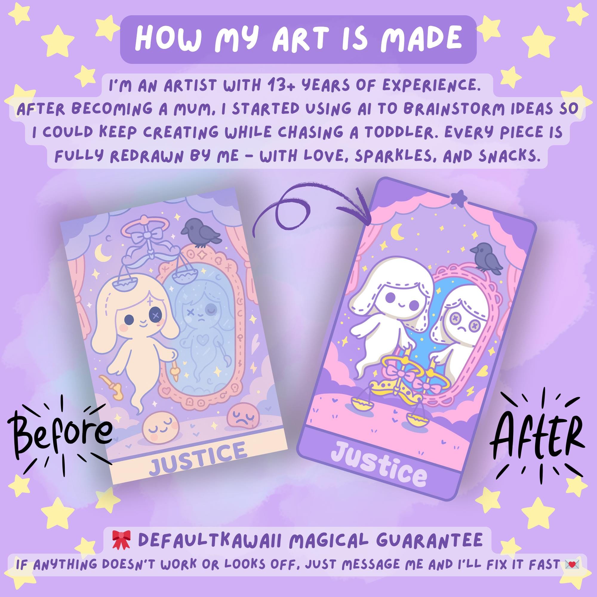 Kawaii Tarot Deck: Hand-drawn Pastel Witchcore Cards (PDF Guide ...