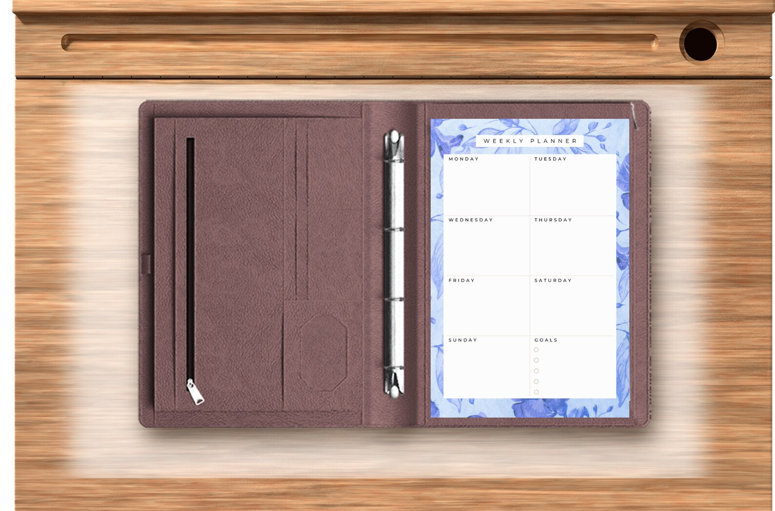 Blue Floral Daily Planner Printable, Organizational Digital Download ...