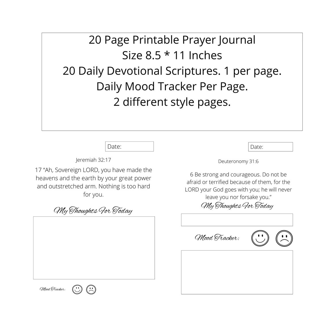 20 Page Printable Prayer Journal Pages Size 8.511 Inches. - Etsy