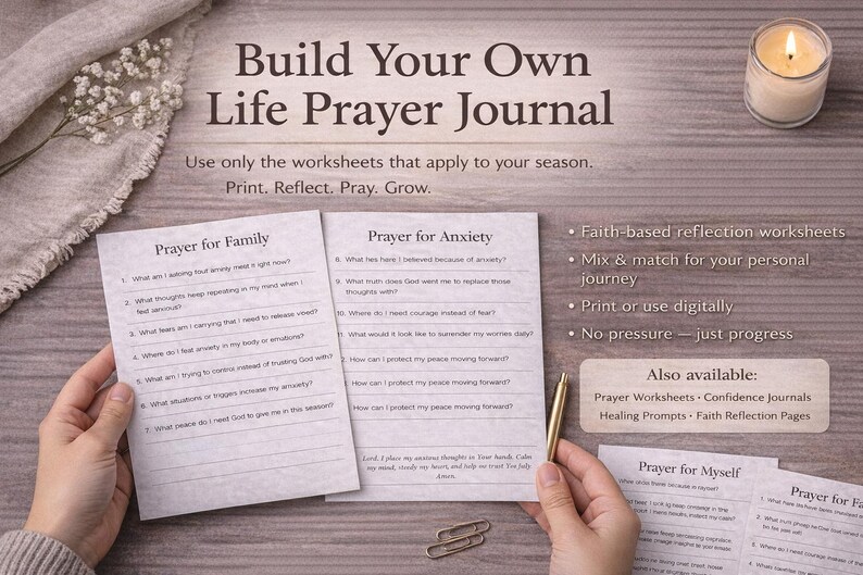 Prayer for Anxiety Worksheet | Faith Based Reflection Pages | Christian ...