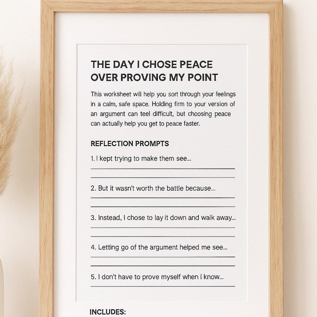 The Day I Chose Peace Worksheet Faith Based Printable Journal Page for ...