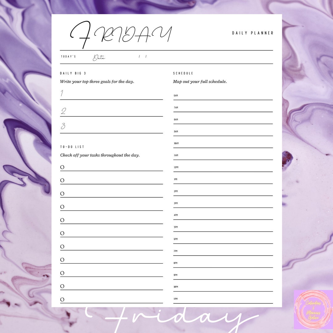 Printable Daily Planner Agenda 85 X 11 Weekly Daily Schedule 7 Pages ...