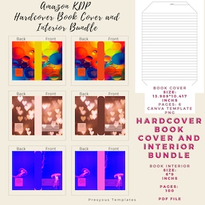 Amazon KDP Template Bundle, 6 Book Cover Canva Templates, KDP Hardcover ...
