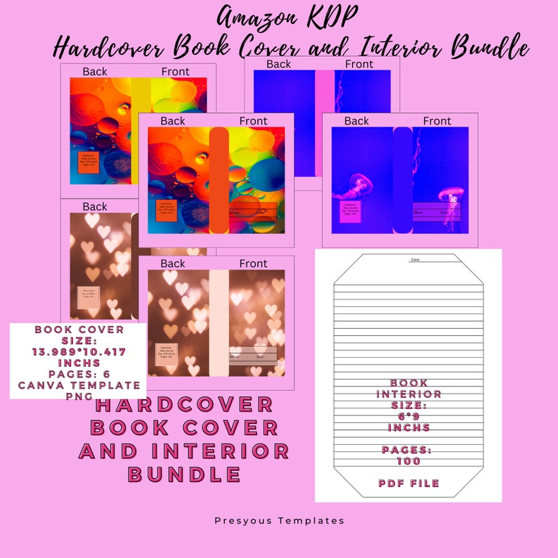 Amazon KDP Template Bundle, 6 Book Cover Canva Templates, KDP Hardcover ...