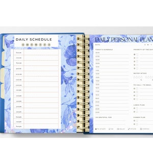 Blue Floral Daily Planner Printable, Organizational Digital Download ...