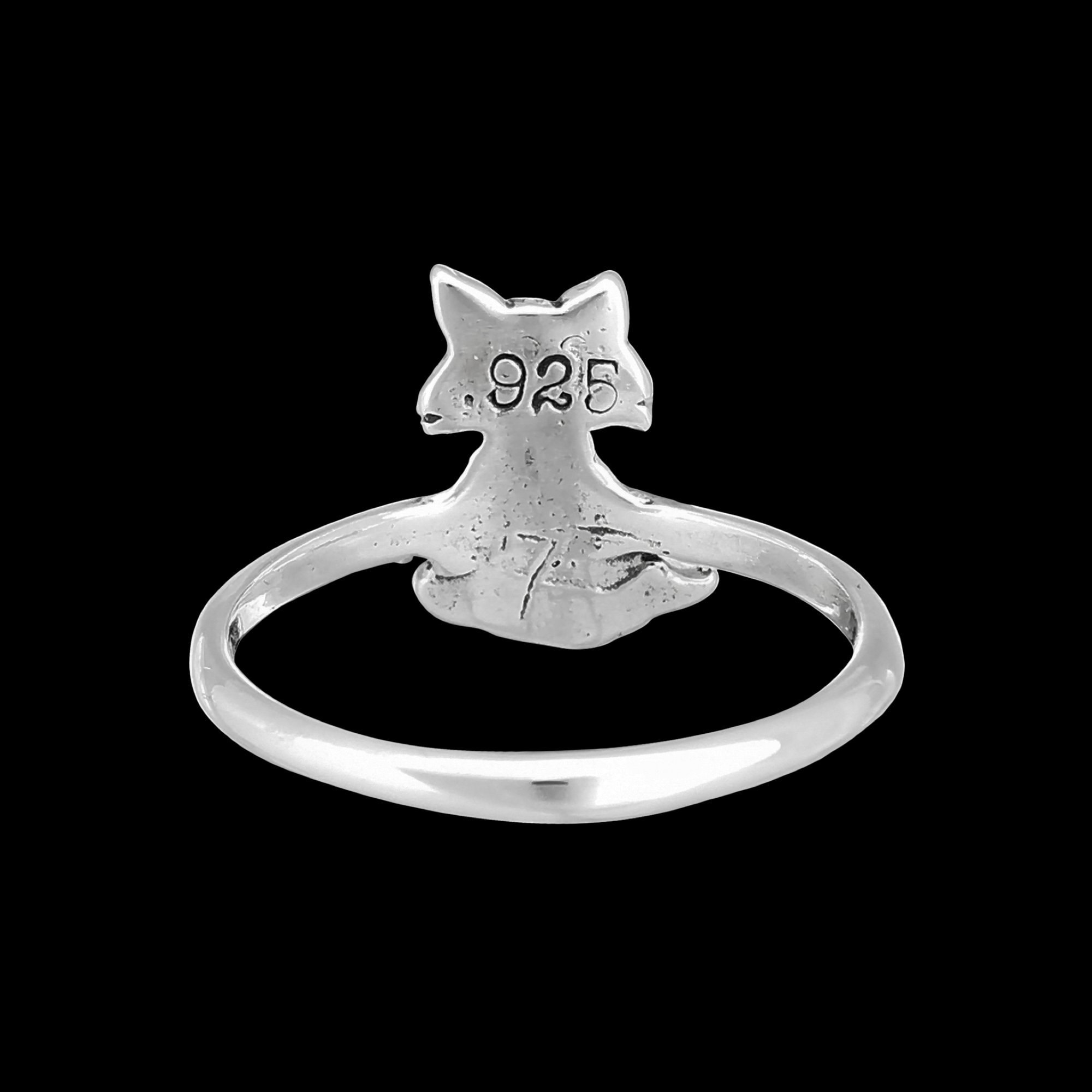 925 Sterling Silver Kitty Cat Ring, Size 7 Ring, Kitten Ring With Red Coral - Etsy