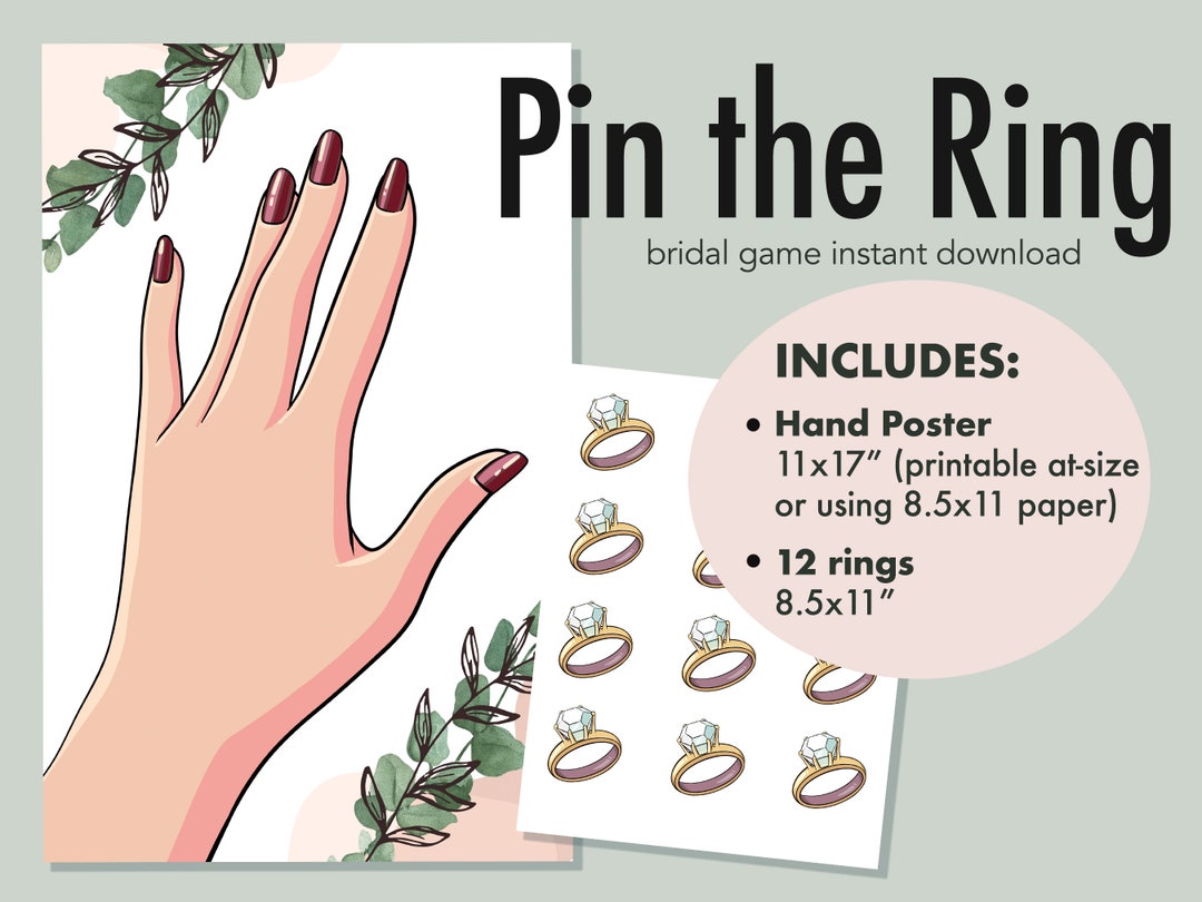 Plant Pin the Ring Bridal Shower Engagement Bachelorette Party Game ...