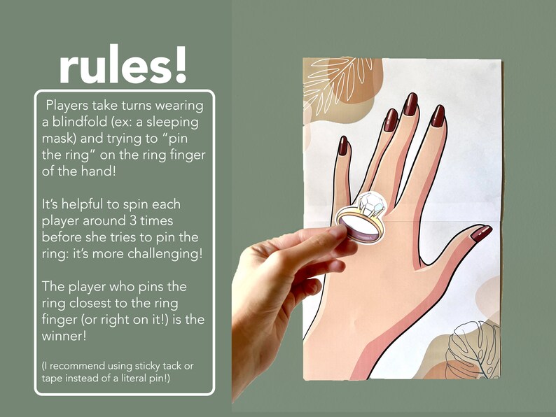 Black Skin Pin the Ring on the Finger Bridal Shower Engagement Party ...