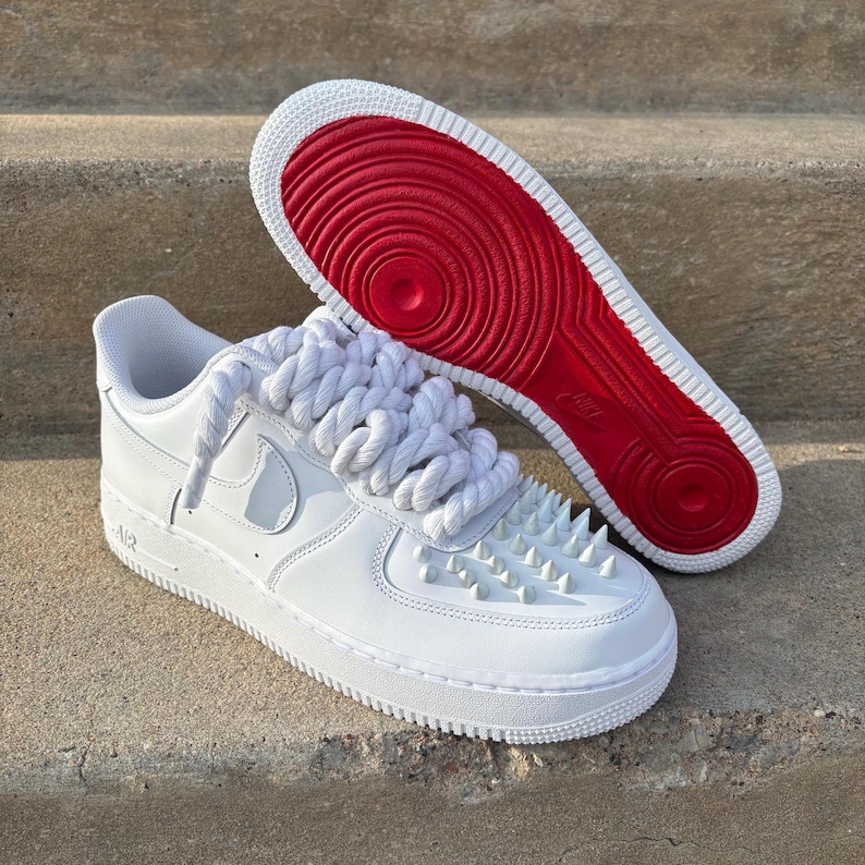 Custom Red Bottom Metal Spiked Nike Air Force 1 Low - Etsy