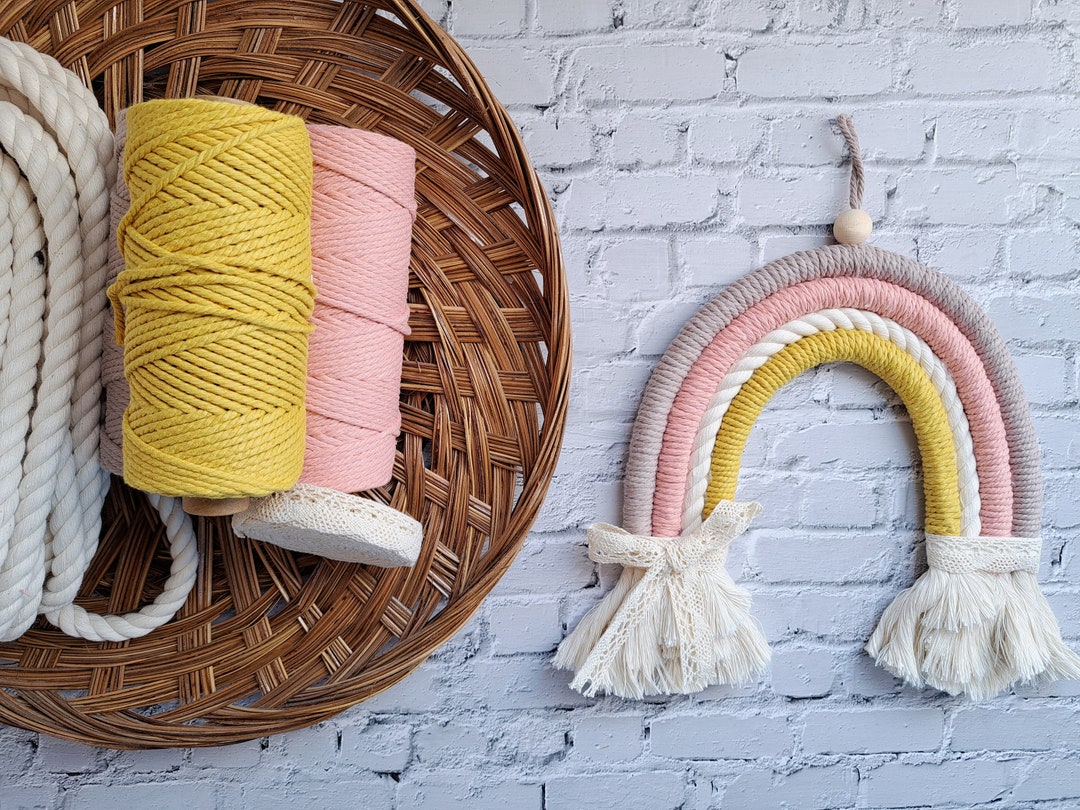 Lace Ribbon Macrame Rainbow Wall Hanging, Boho Home Decor, Macrame Wall ...