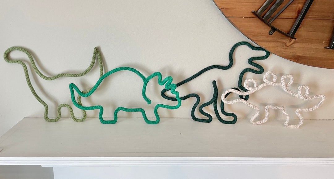 Dinosaur Wall Hangings-knitted Wire Dinosaurs-brachiosaurus, T-rex ...