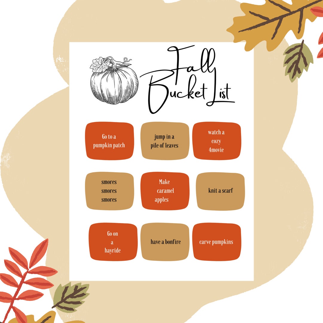 Fall Bucket List, INSTANT DOWNLOAD, Editable, Customize, Autumn - Etsy