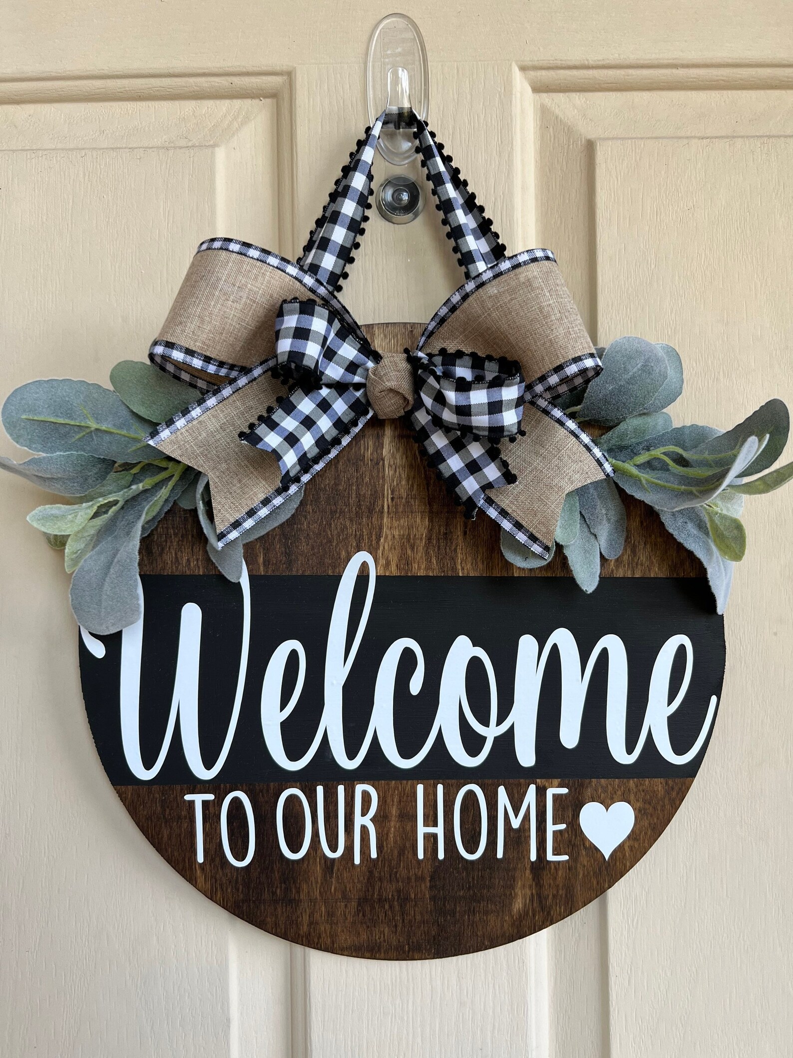 Welcome Sign | Wood Round Door Hanger | Personalized Wood Sign | Wood ...