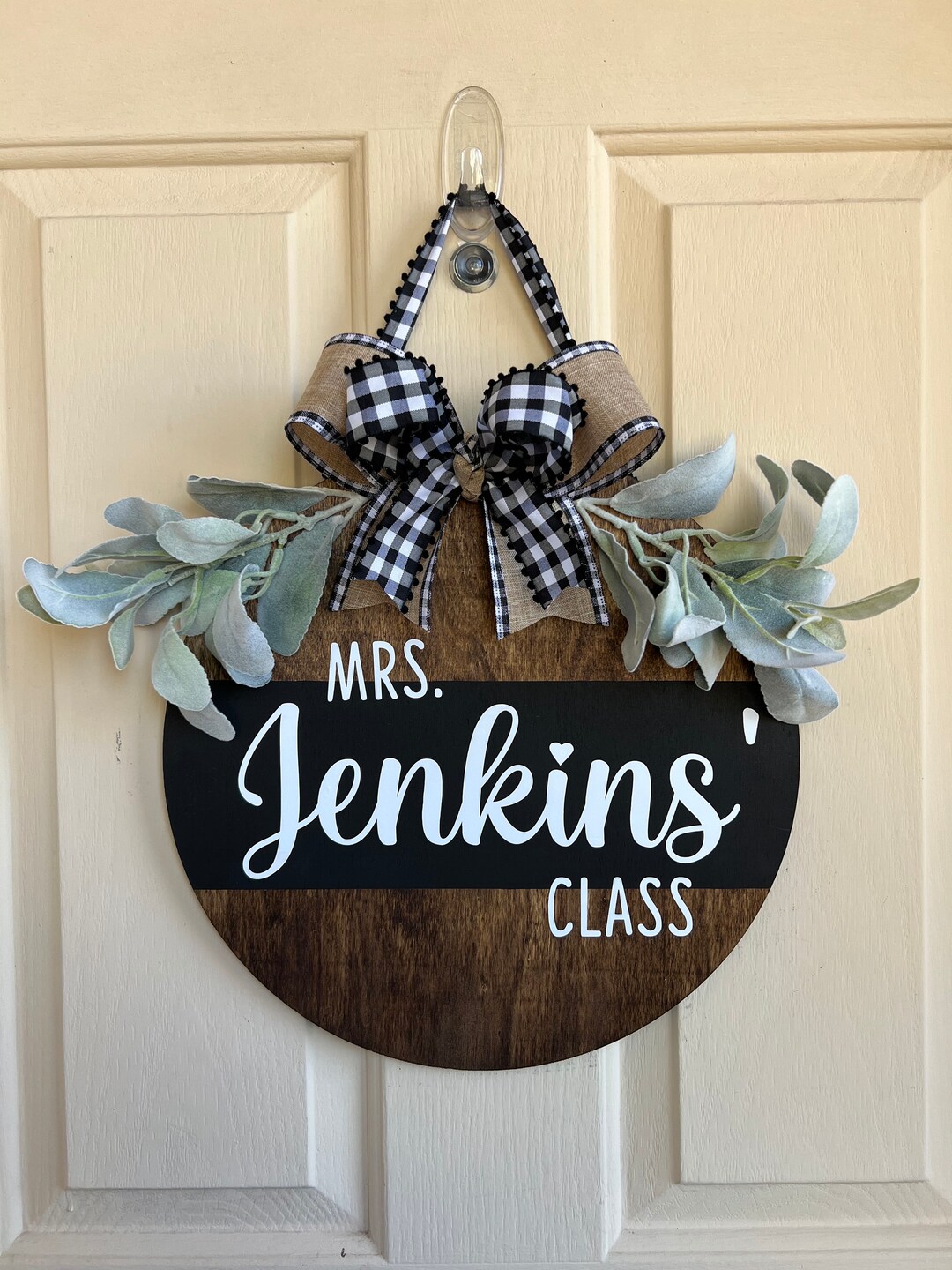 Teacher Door Hanger | Teacher Wood Round | Personalized Wood Sign ...