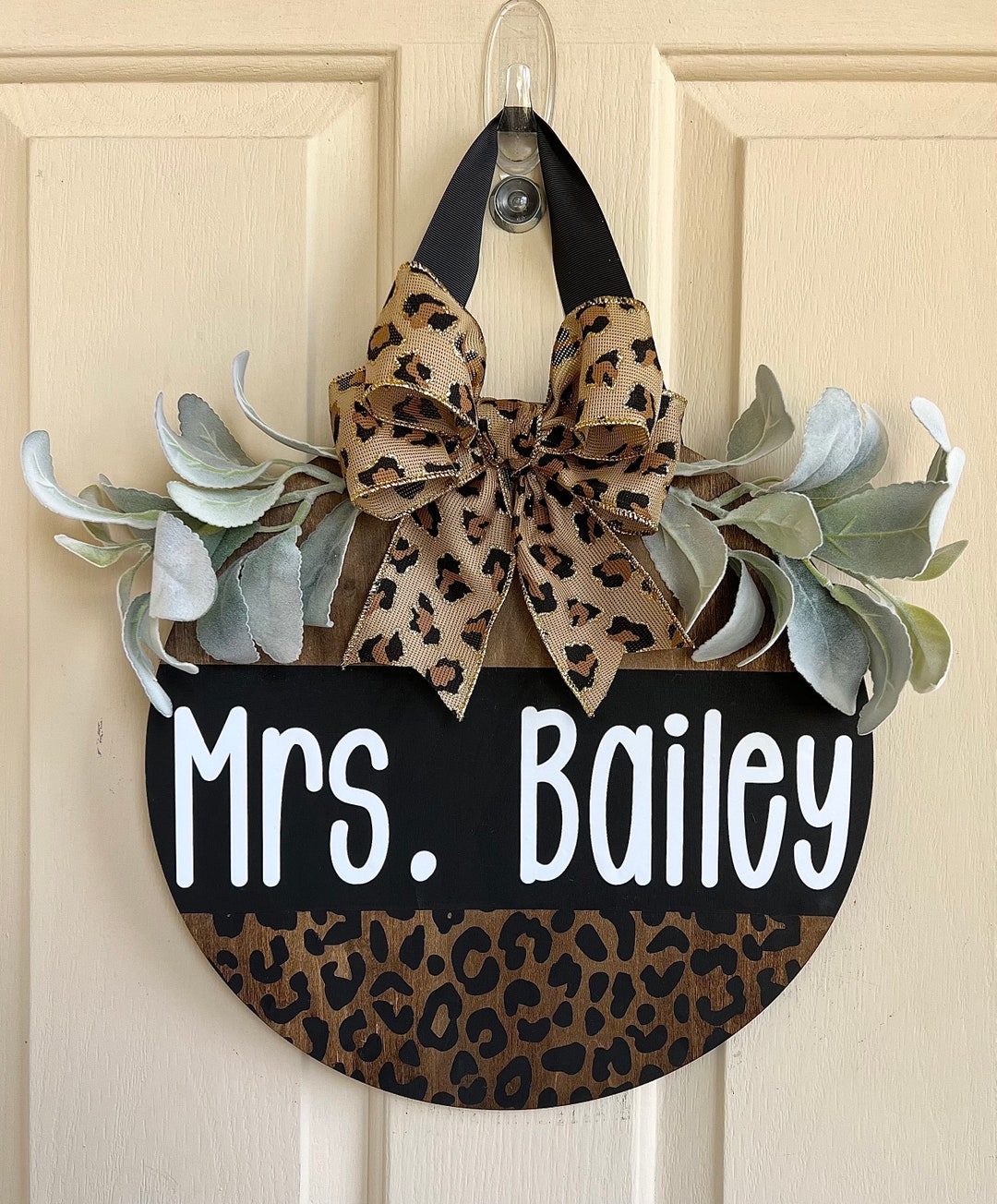 Leopard Teacher Door Hanger | Teacher Wood Round | Personalized Wood ...
