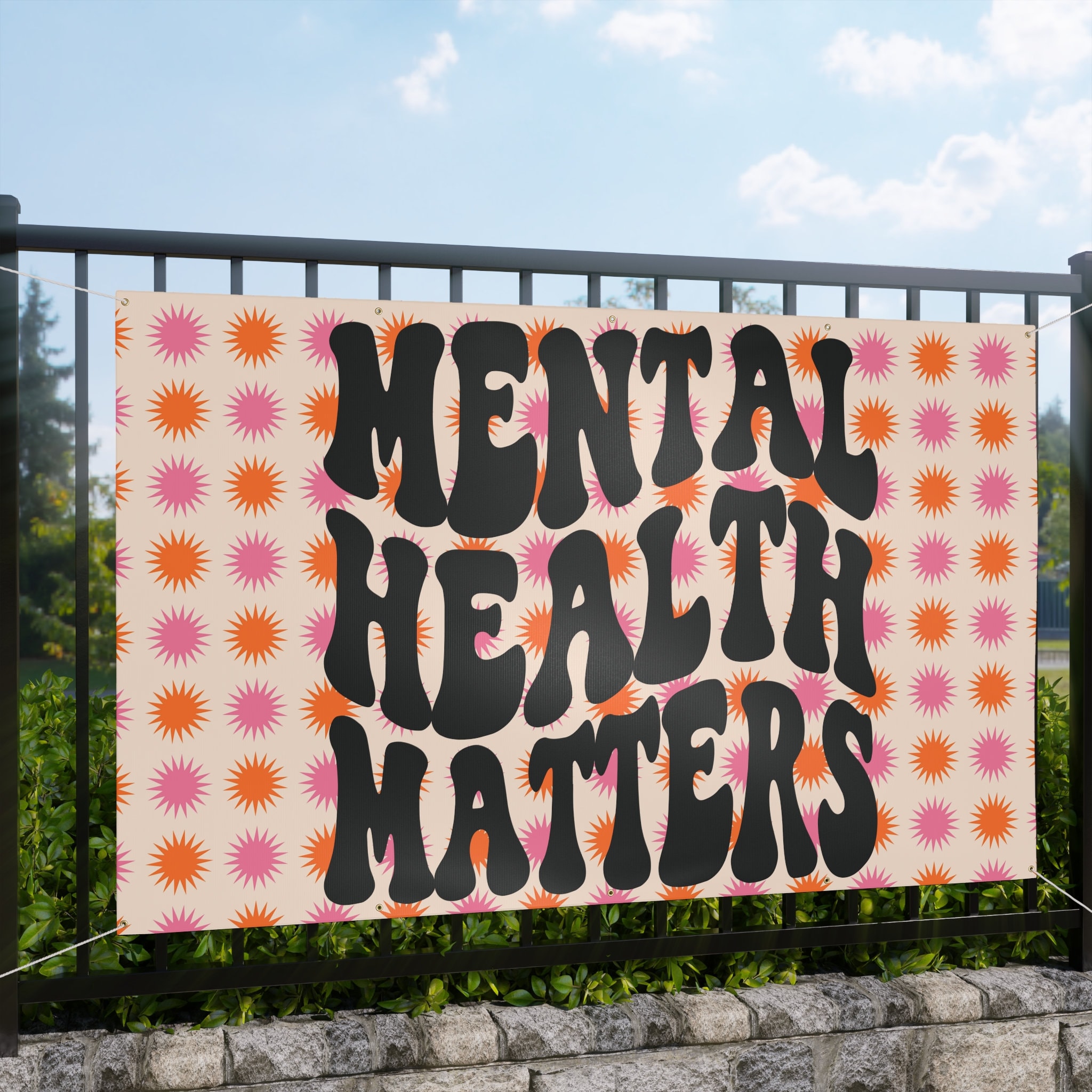 Retro Mental Health Matters Matte Banner White - Etsy