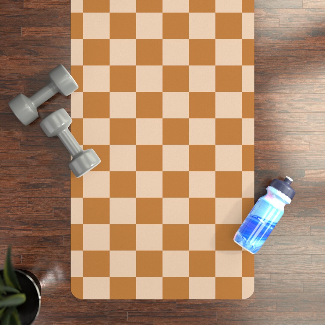 Retro Checkerboard Pattern Rubber Yoga Mat - Etsy