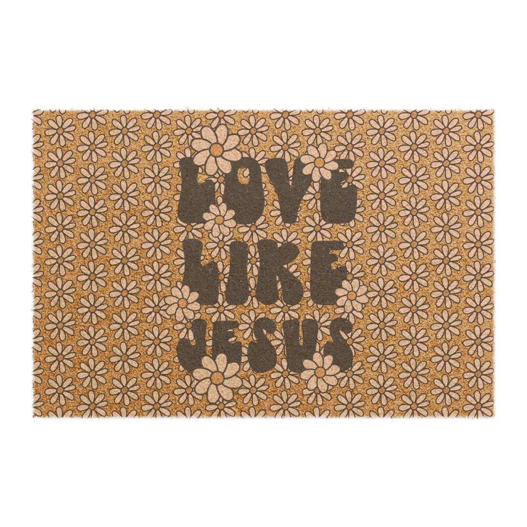 Love Like Jesus Pink Daisy Christian Coir Mat - Etsy