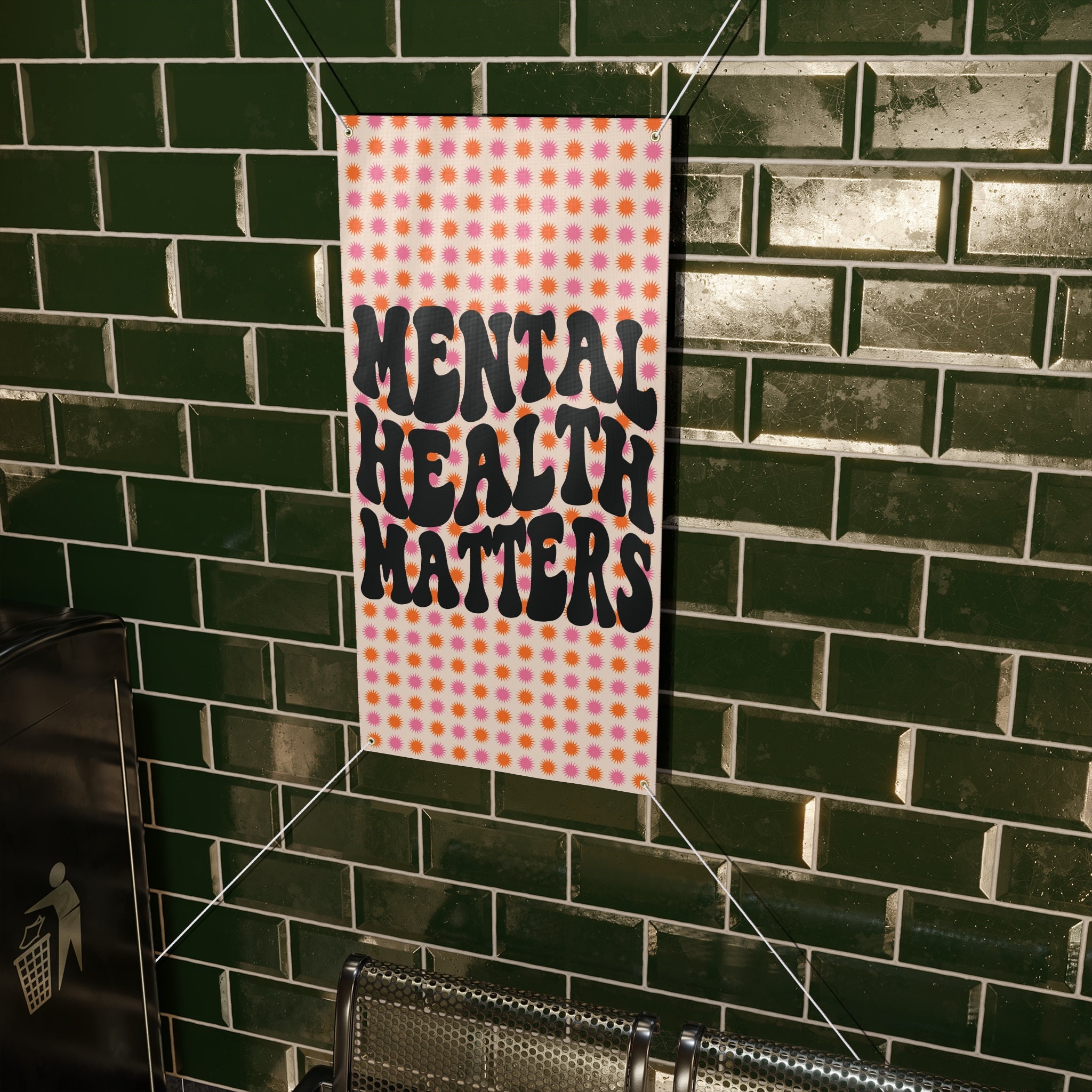 Retro Mental Health Matters Matte Banner White - Etsy
