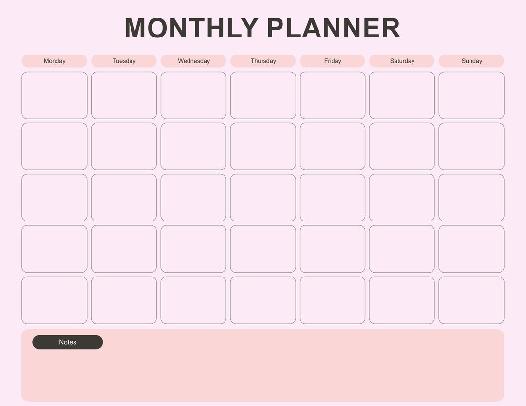 Digital Monthly Planner - Boho Colors - Etsy