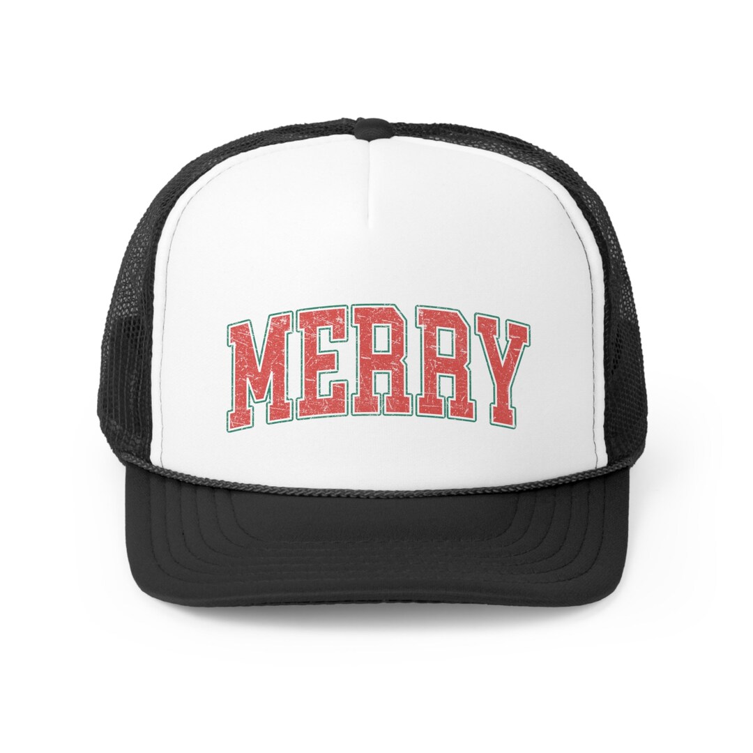 Merry Christmas Holiday Tall Trucker Caps - Etsy