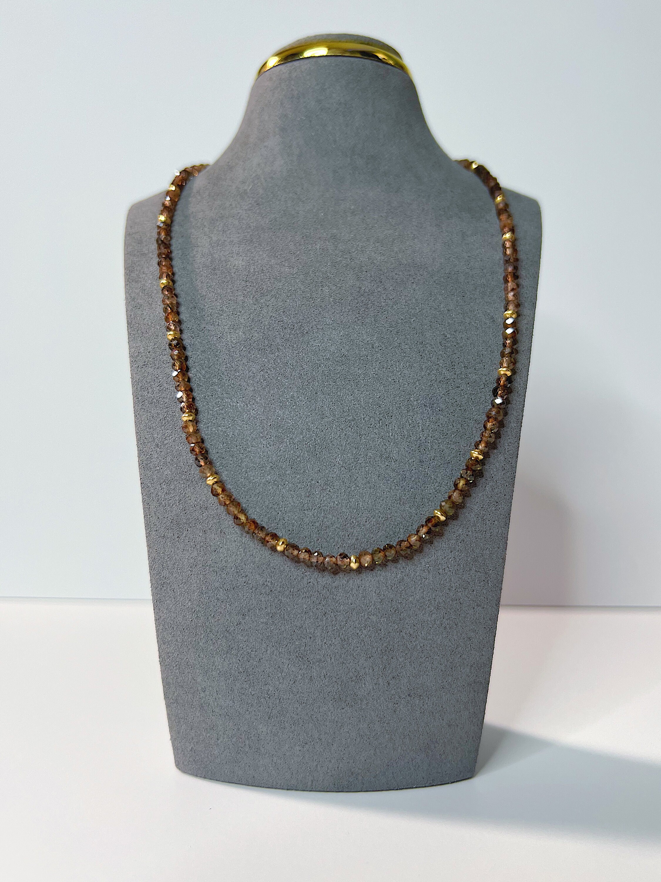 Dark Chocolate Brown Andalusite Gold Filled Beaded Choker - Etsy