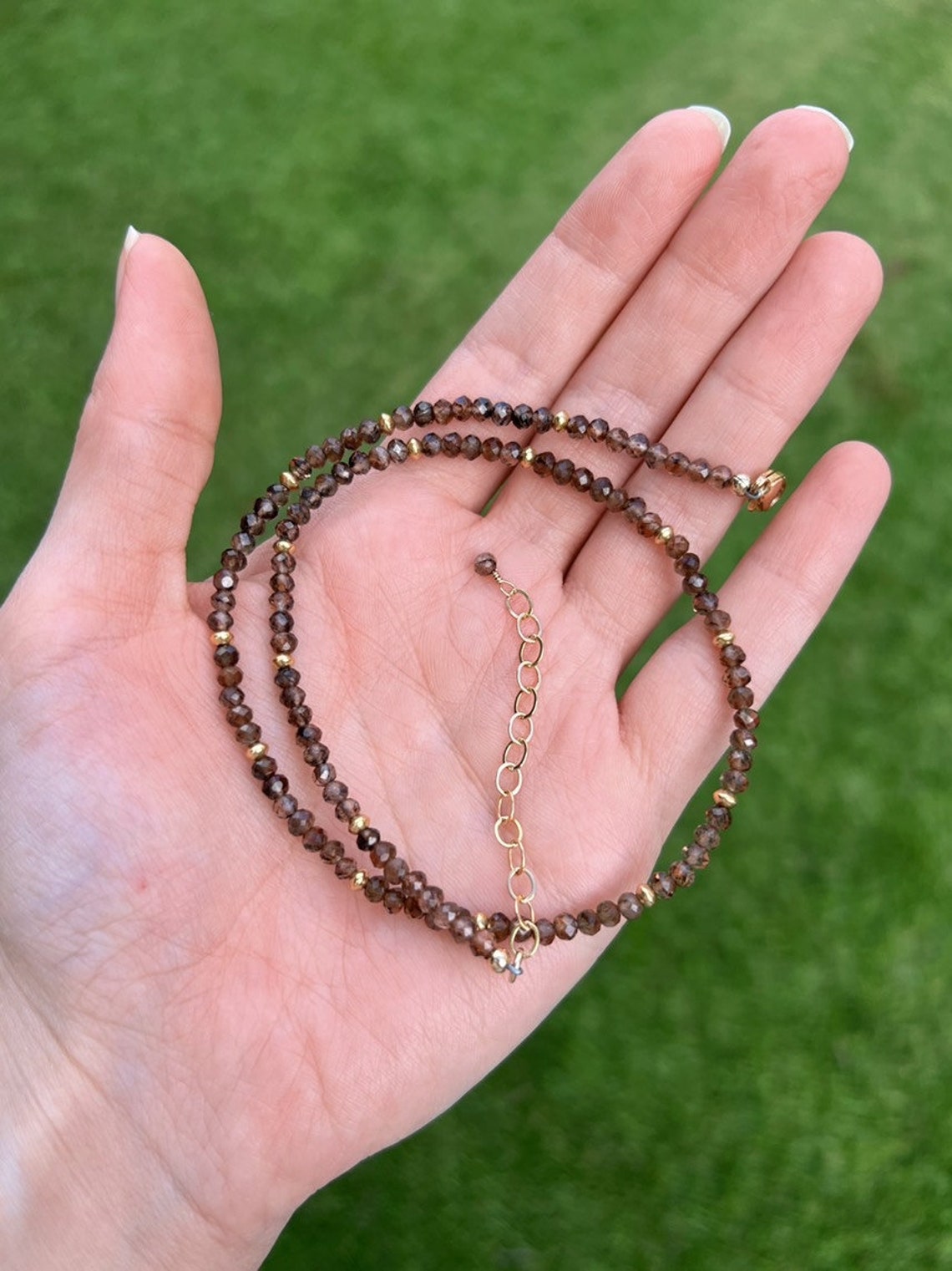 Dark Chocolate Brown Andalusite Gold Filled Beaded Choker - Etsy