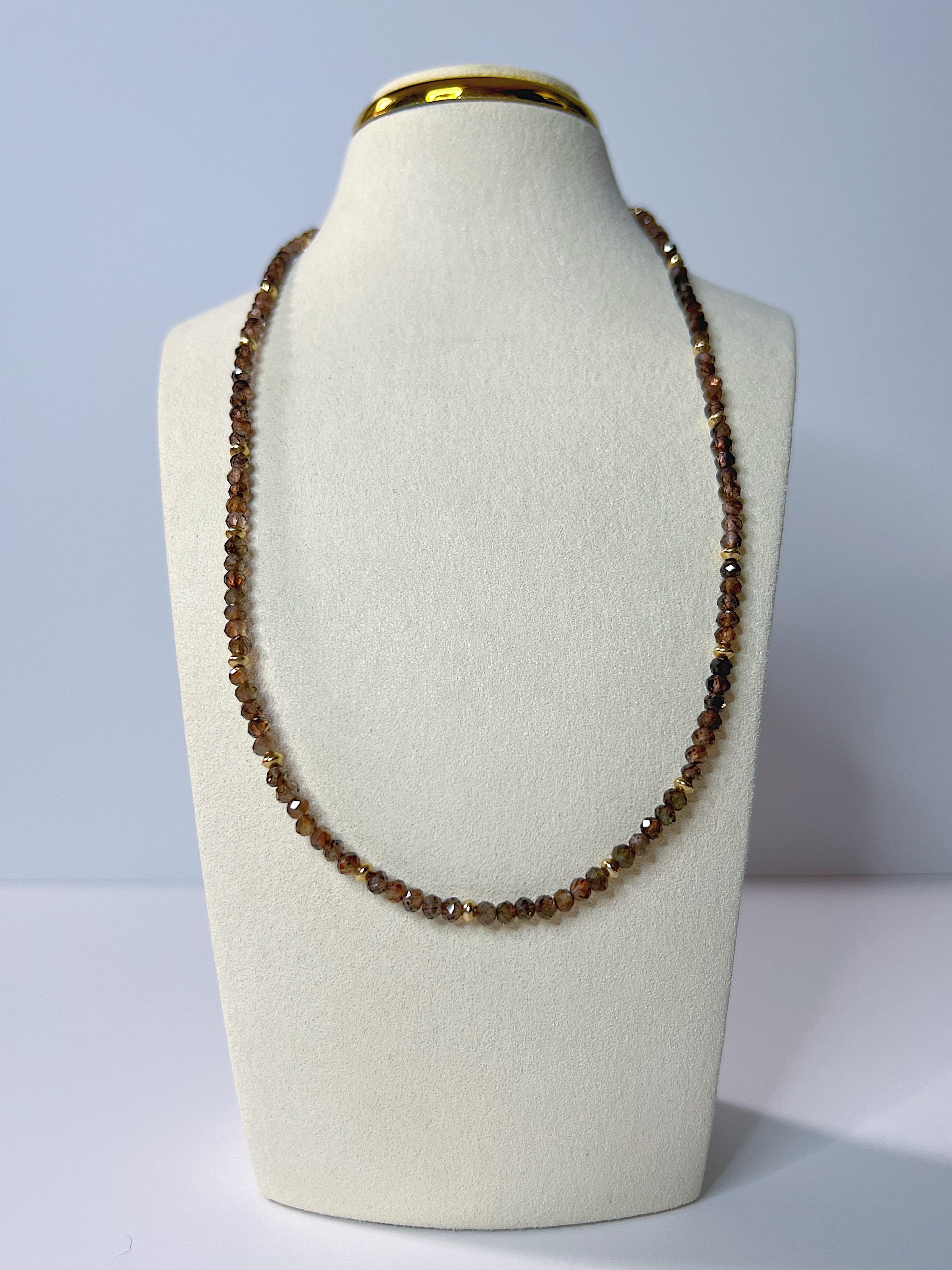Dark Chocolate Brown Andalusite Gold Filled Beaded Choker - Etsy