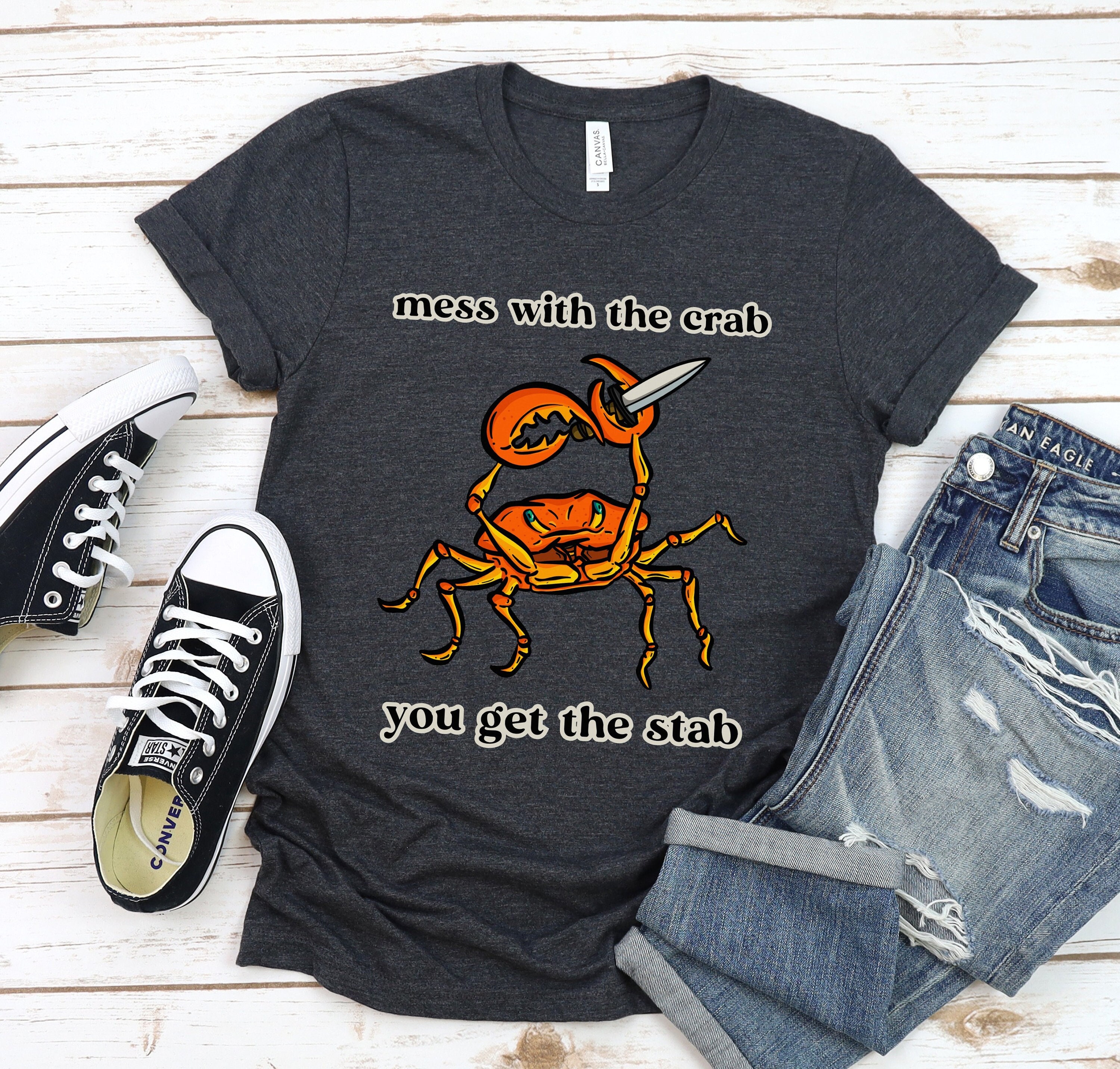 Funny Crab T-shirt, Murderous Crab Shirt, Ocean Creature Tee, Sarcastic ...