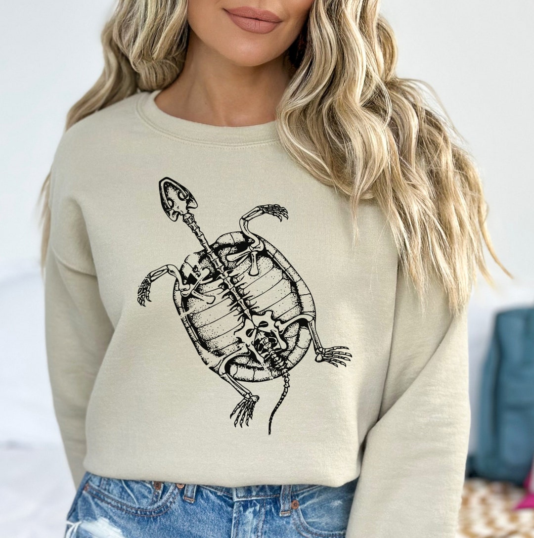 Turtle Skeleton Sweatshirt, Tortoise Biology Shirt, Vintage Anatomy ...