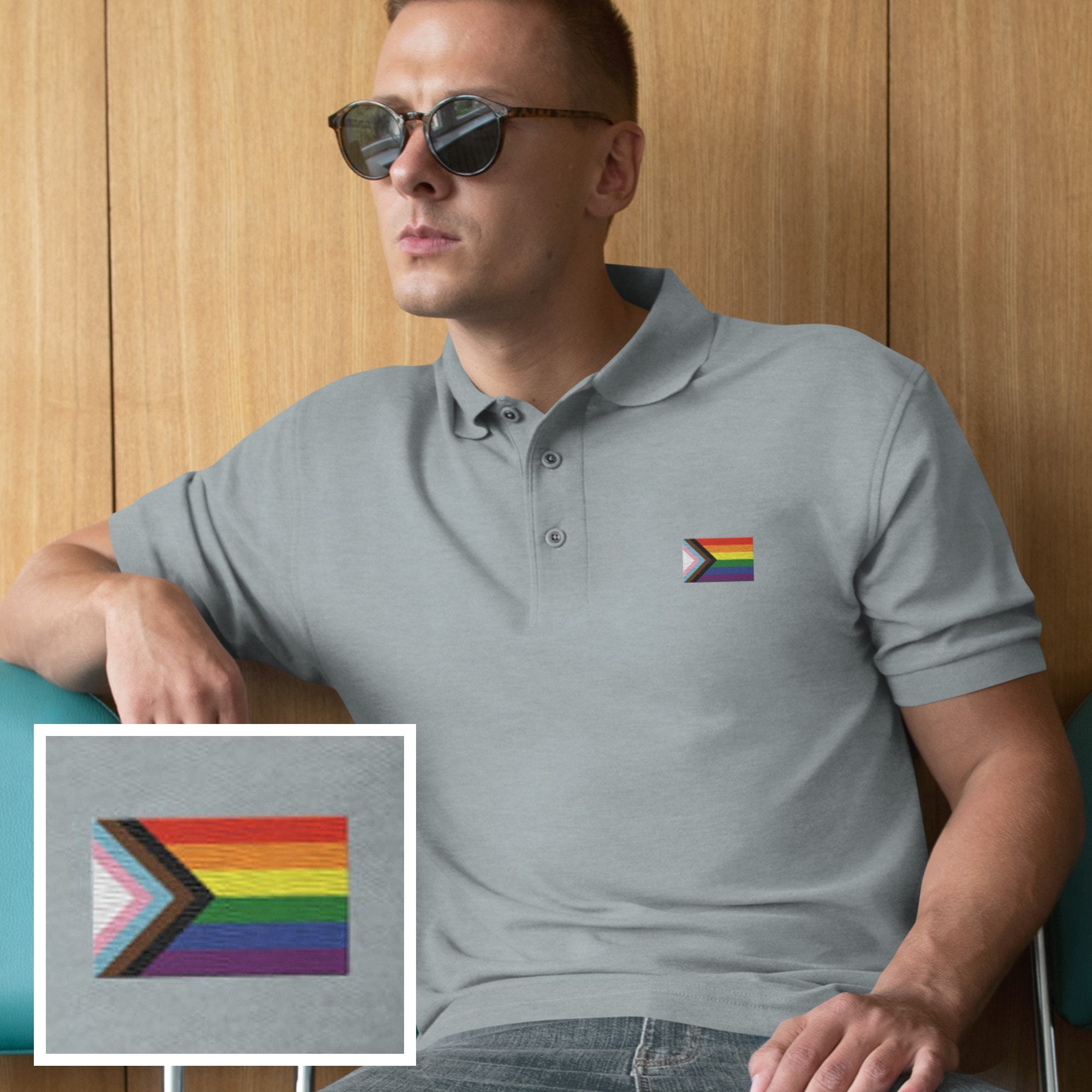 Pride Flag Shirt, Pride Polo, Rainbow Flag Shirt, LGBT Flag Shirt, Gay ...