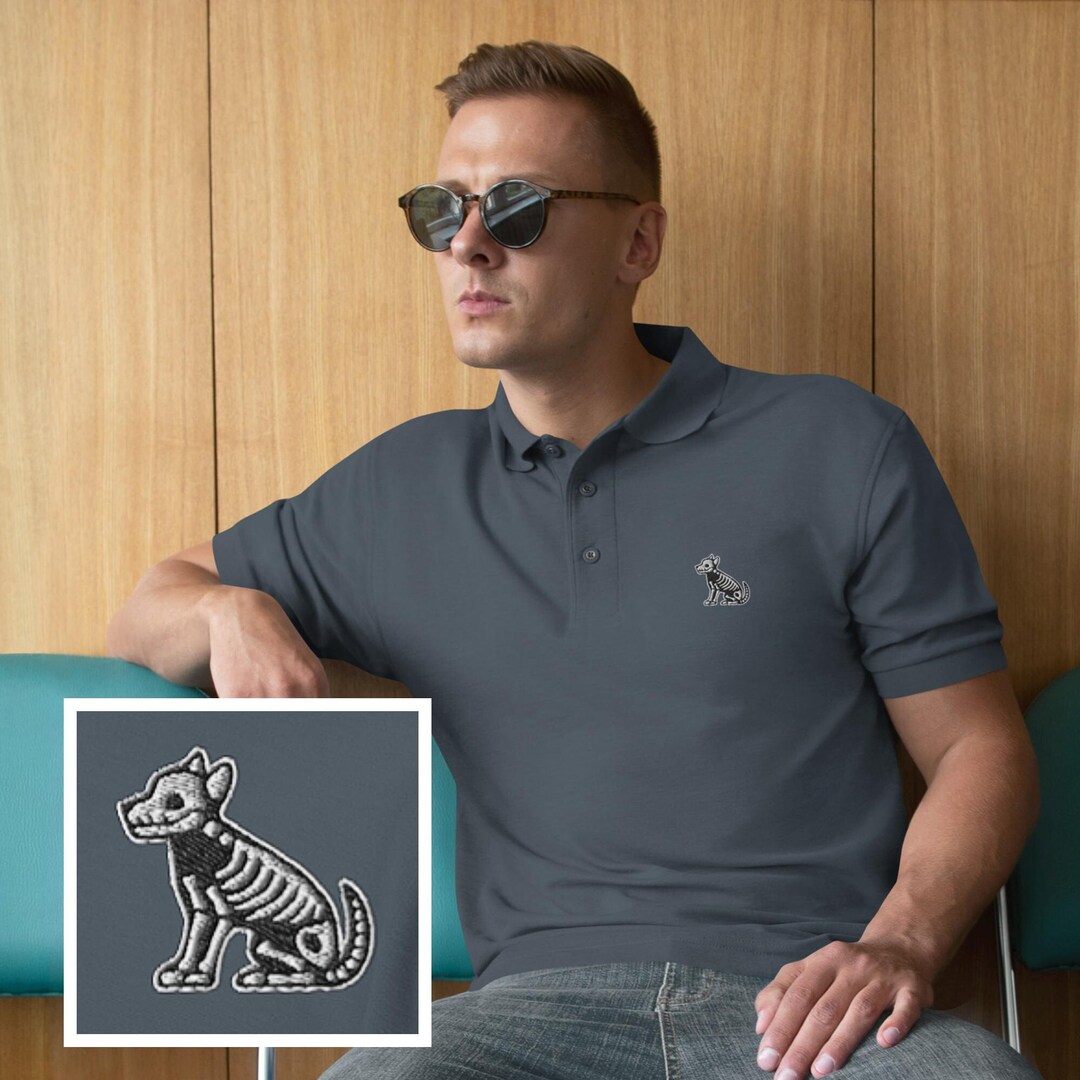 Dog Skeleton Polo Shirt, Men's Halloween Shirt, Funny Dog T-shirt, Dog ...