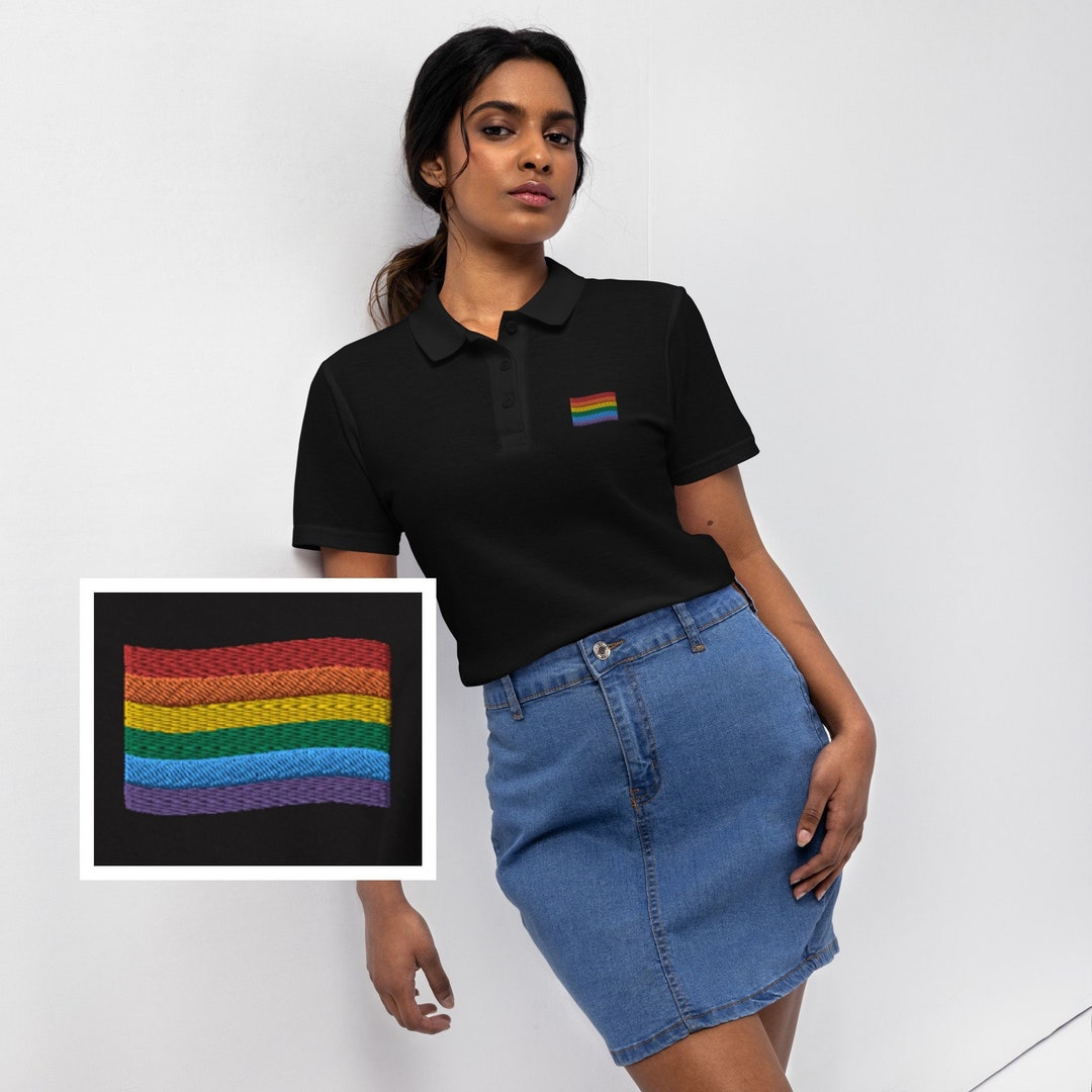 Gay Pride Flag Polo Shirt, Rainbow Flag Golf Shirt for Women, Pride ...