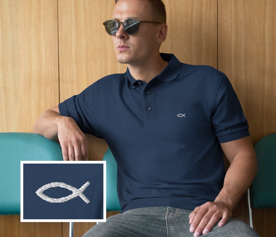 Jesus Fish Polo Shirt, Christian Golf Shirt, Icthus Shirt, Religious ...