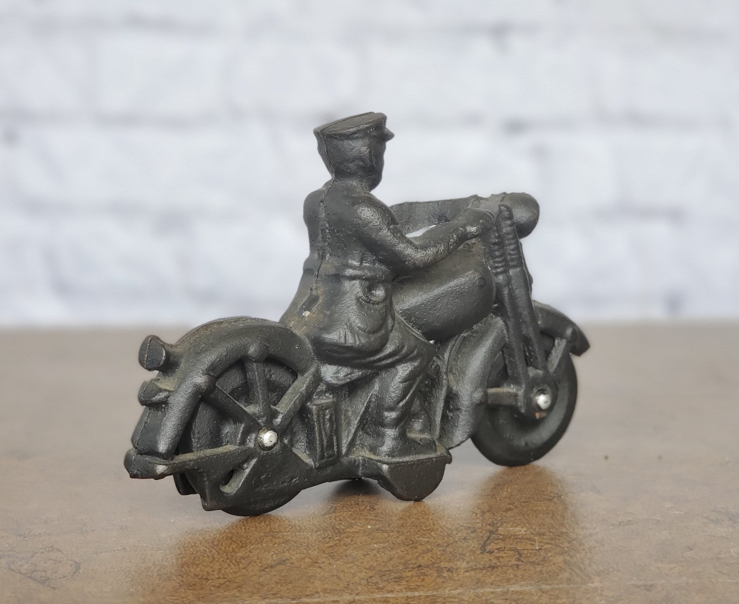 Vintage Cast Iron Motorcycle With Patrolman - Etsy