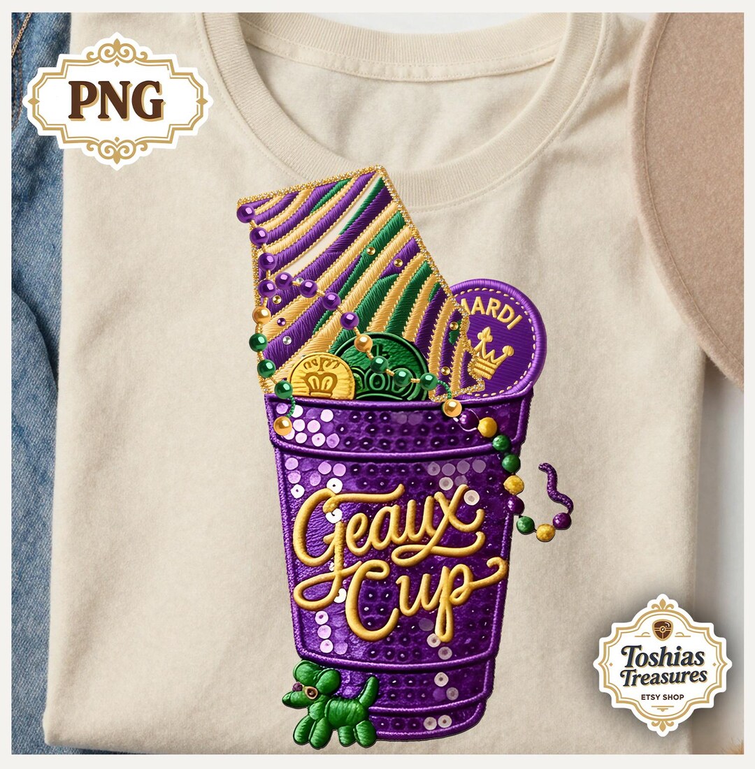 Mardi Gras Sequined Geaux Cup Puff Alabama Version -png File Digital ...