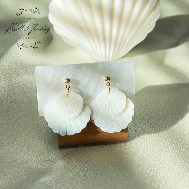 White Shell Earrings - Etsy