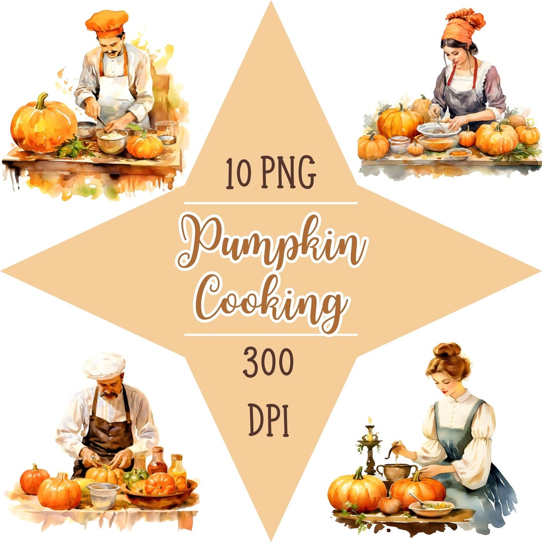Pumpkin Cooking Clipart Bundle, Autumn Design, Pumpkin Autumn Graphics ...