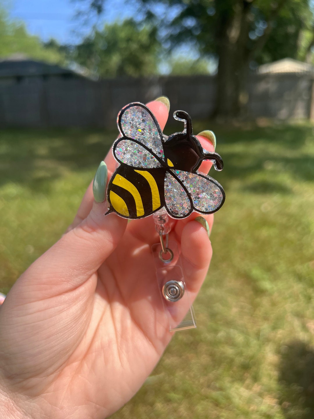 Bee Interchangeable Badge Reel, Spring Badge Reel, Bumblebee Badge Reel ...