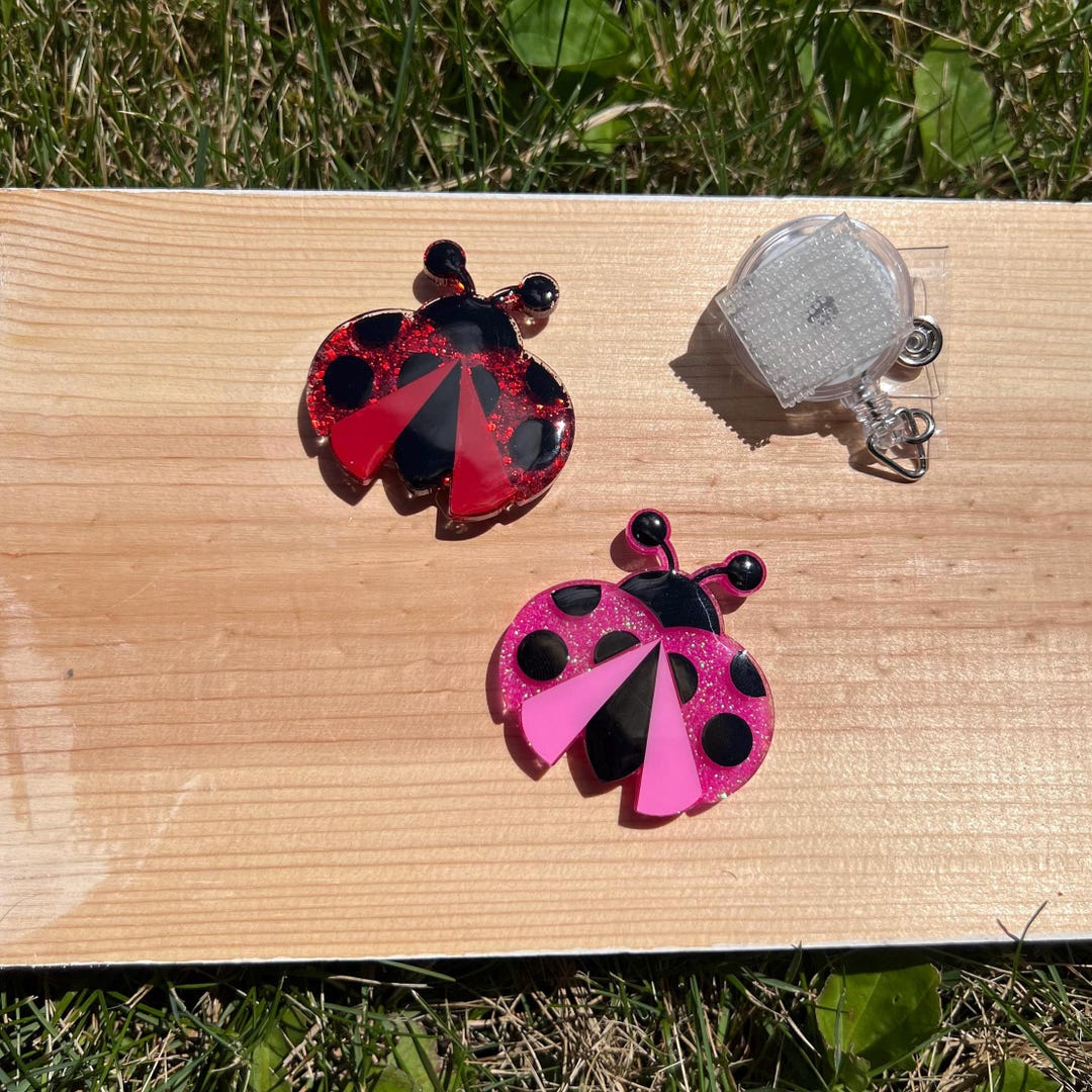 Lady Bug Badge Reel Interchangeable, Cute Ladybug Badge Reel, Pink ...