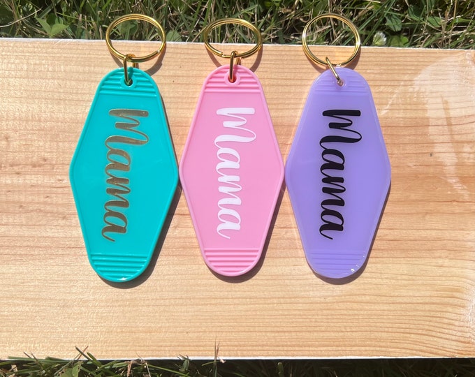 Retro Motel Keychain, Funny and Cute Keychains Engraved on Acrylic ...