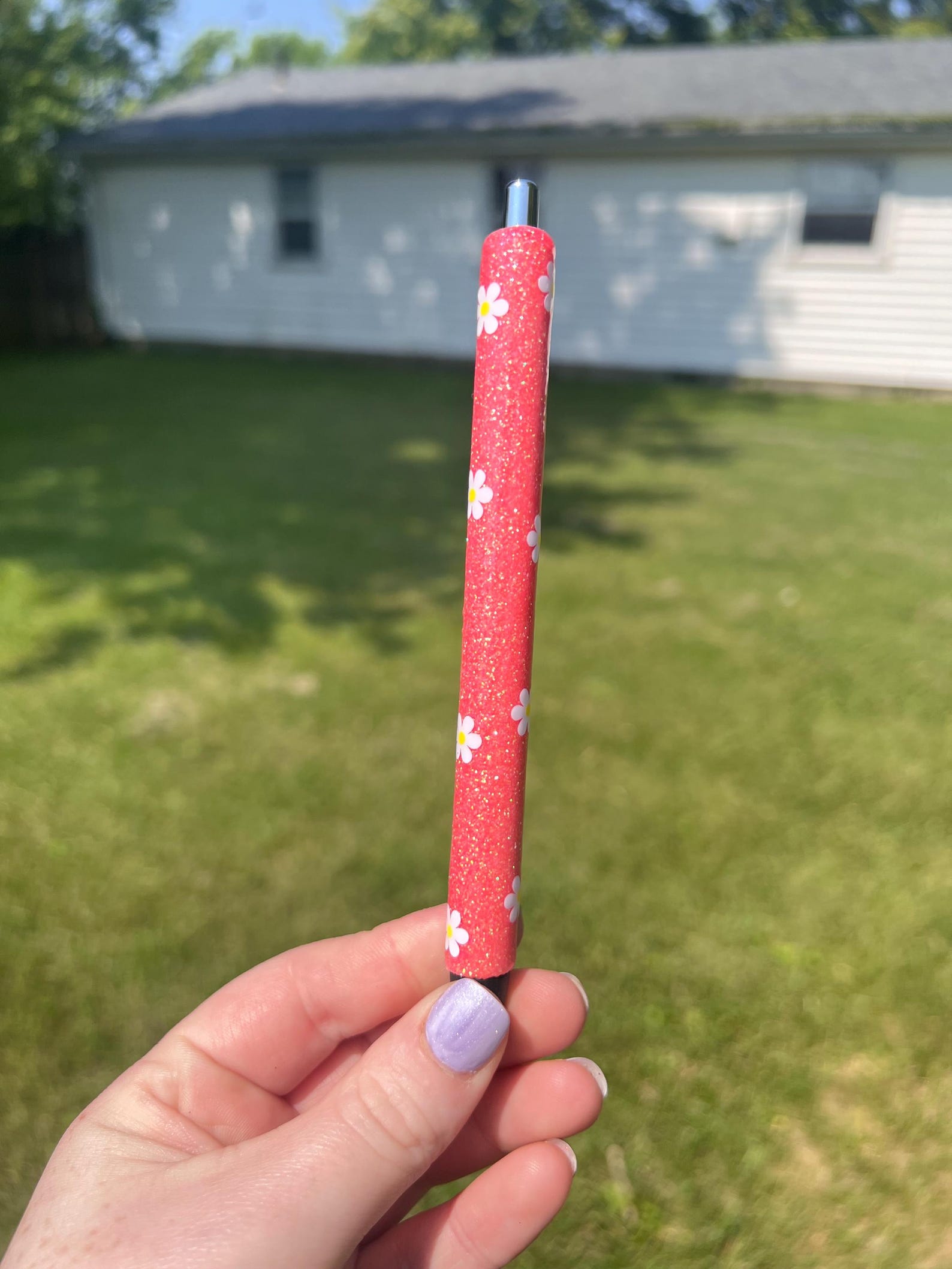 Personalized Glitter Daisy Pen: Custom Floral Stationery Gift - Etsy