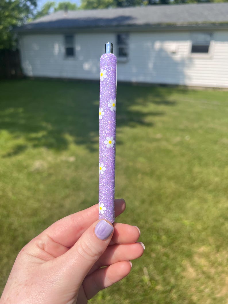 Personalized Glitter Daisy Pen: Custom Floral Stationery Gift - Etsy