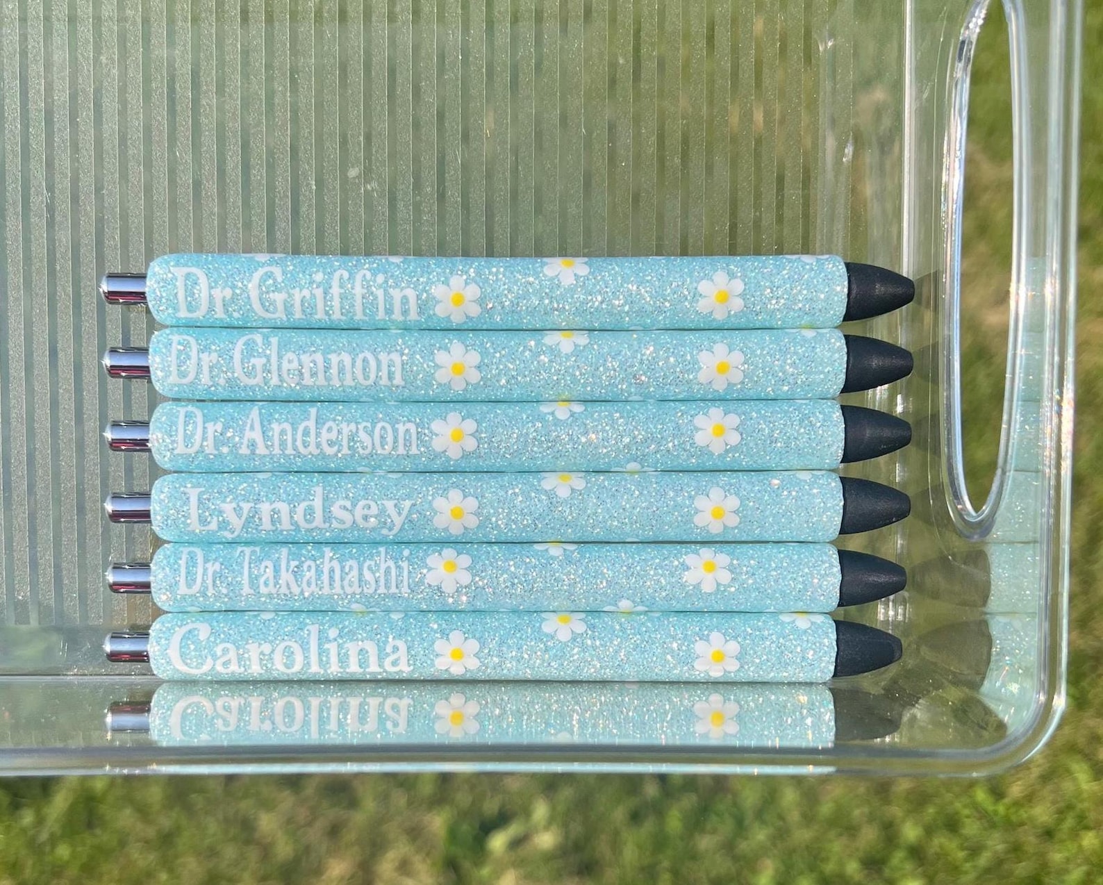 Personalized Glitter Daisy Pen: Custom Floral Stationery Gift - Etsy